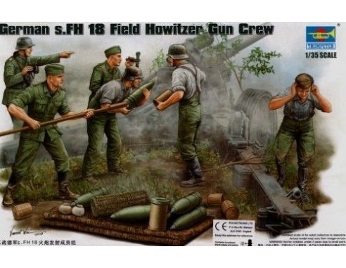 TRUMPETER 00425 GERMAN FIELD HOWITZER GUN CREW Modellino