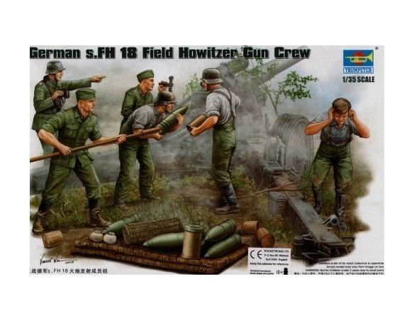 TRUMPETER 00425 GERMAN FIELD HOWITZER GUN CREW Modellino