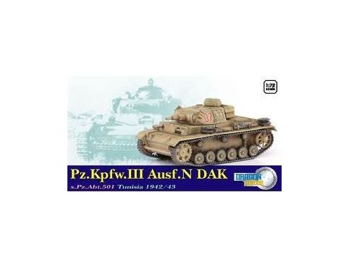 Dragon D60601 PZ.KPFW.III AUSF.N DAK S.PZ.ABT.501 TUNISIA 1942 1:72 Modellino