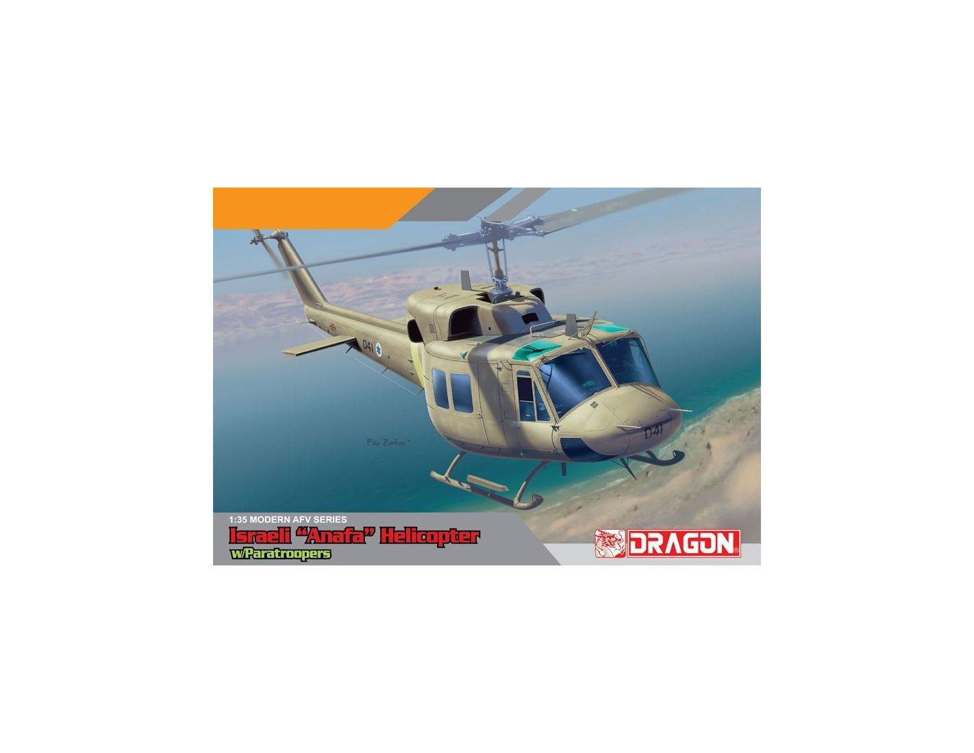 Dragon D3543 ISRAELI ANAFA HELICOPTER W/PARATROOPERS KIT 1:35 Modellino