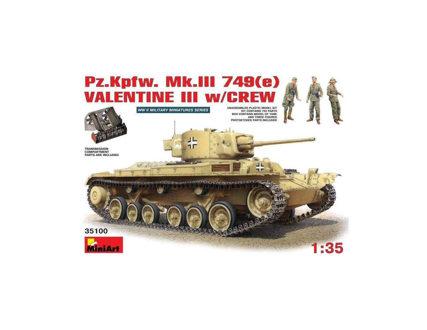 Miniart MIN35100 PANZERKAMPFWAGEN MK.3N 749 VALENTINE MK.3 KIT 1:35 ...