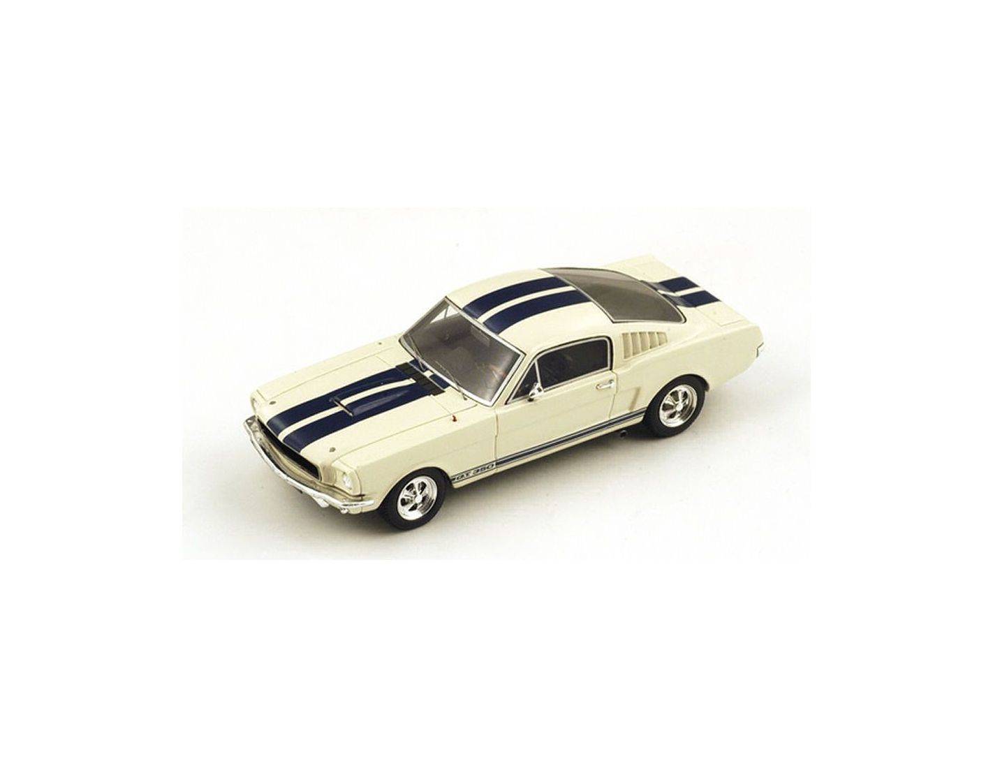 Spark Model S2644 MUSTANG SHELBY GT 350 1966 WHITE W/BLUE STRIPES 1:43 ...
