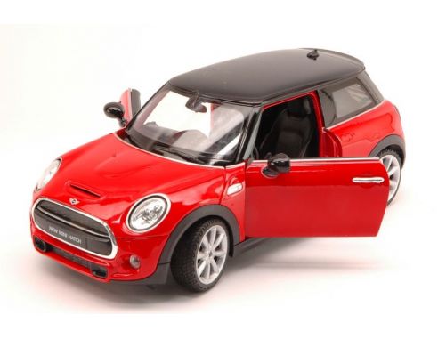 Welly WE4058 NEW MINI COOPER HATCH 2014 RED W/BLACK ROOF 1:24 Modellino