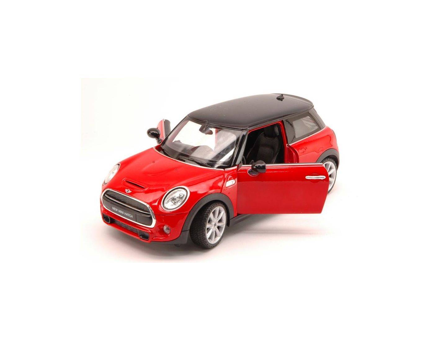 Welly WE4058 NEW MINI COOPER HATCH 2014 RED W/BLACK ROOF 1:24 Modellino
