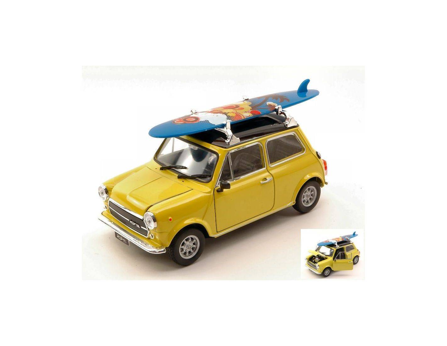 Welly WE4962Y MINI COOPER 1300 W/SURFBOARD 1973 YELLOW W/BLACK ROOF 1: ...