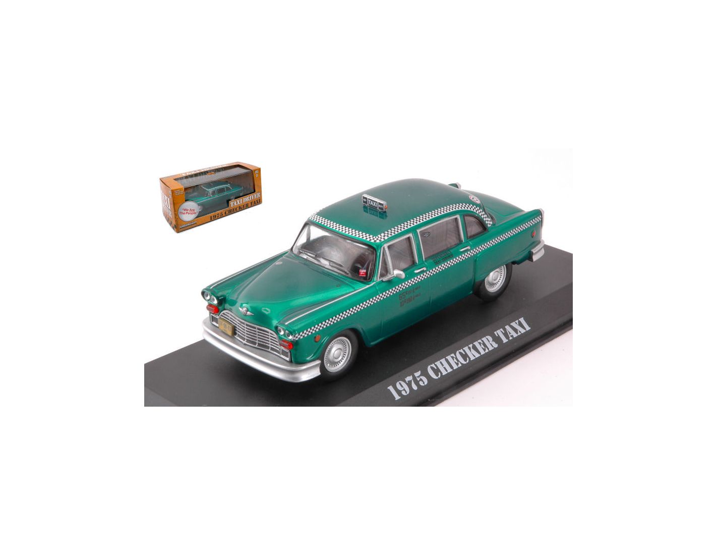 Greenlight GREEN86532B CHECKER TAXI 1975 METALLIC GREEN TAXI DRIVER 1: ...