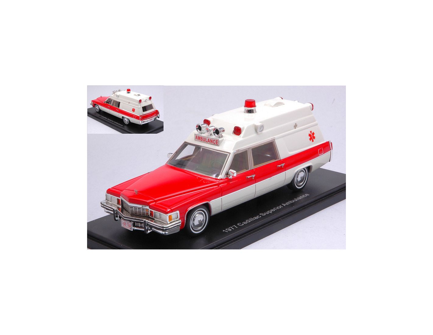 Neo Scale Models NEO47241 CADILLAC SUPERIOR AMBULANCE 1977 WHITE/RED 1: ...