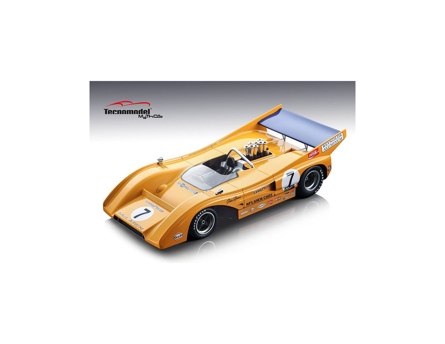 TECNOMODEL TMD18156B MCLAREN M8F N.7 WINNER CAN-AM WATKINS GLEN 1971 PETER REVSON 1:18 Modellino