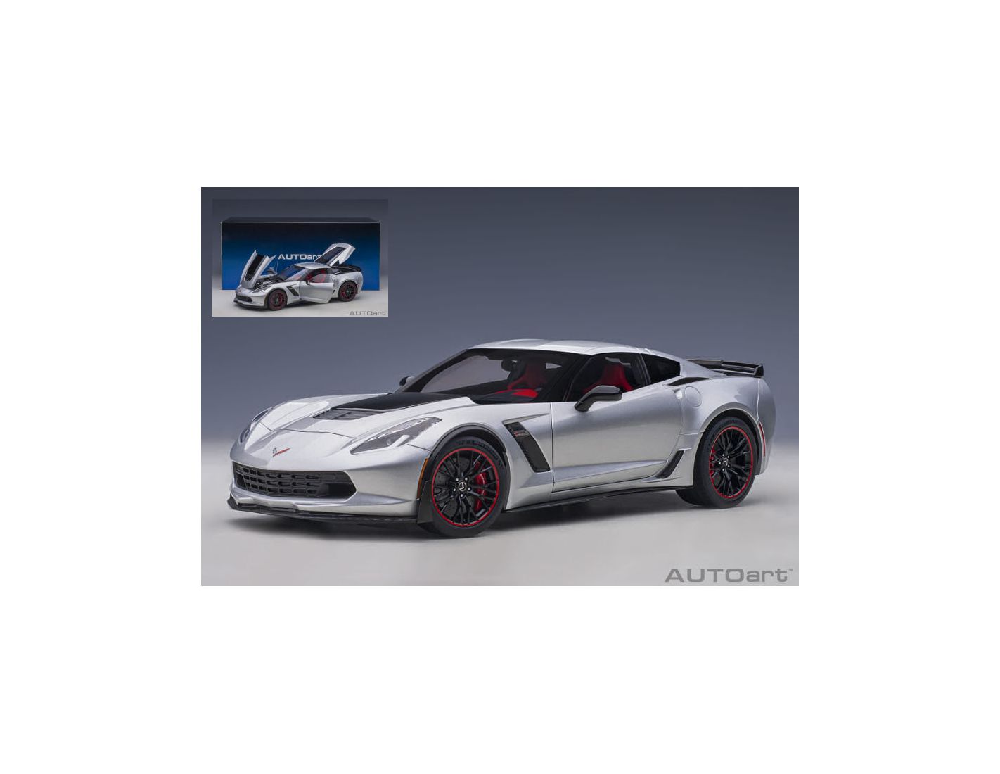 AUTOART AA71258 CHEVROLET CORVETTE C7 Z06 BLADE SILVER 1:18 Modellino