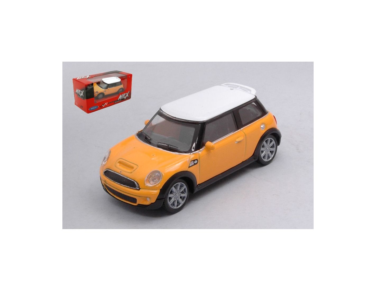 WELLY WE38509N MINI COOPER S YELLOW W/WHITE ROOF 1:43 Modellino