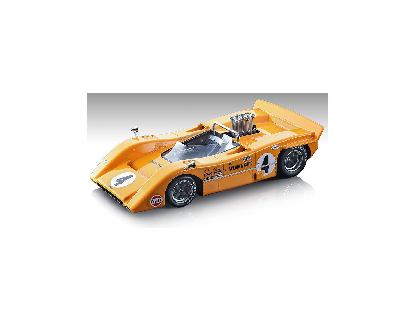 TECNOMODEL TMD18252A MCLAREN M8A CAN-AM N.4 WINN.RIVERSIDE 1968 B.MCLAREN 1:18 Modellino