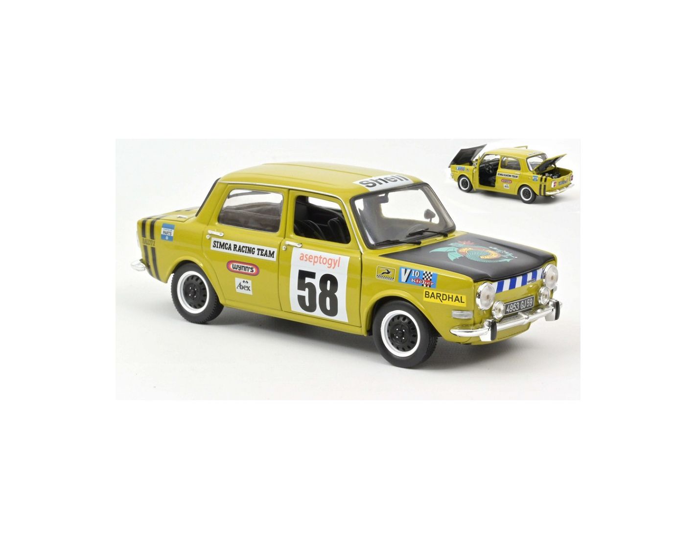 NOREV NV185699 SIMCA 1000 RALLYE 2 SRT N.58 1973 ACIDE GREEN 1:18 ...