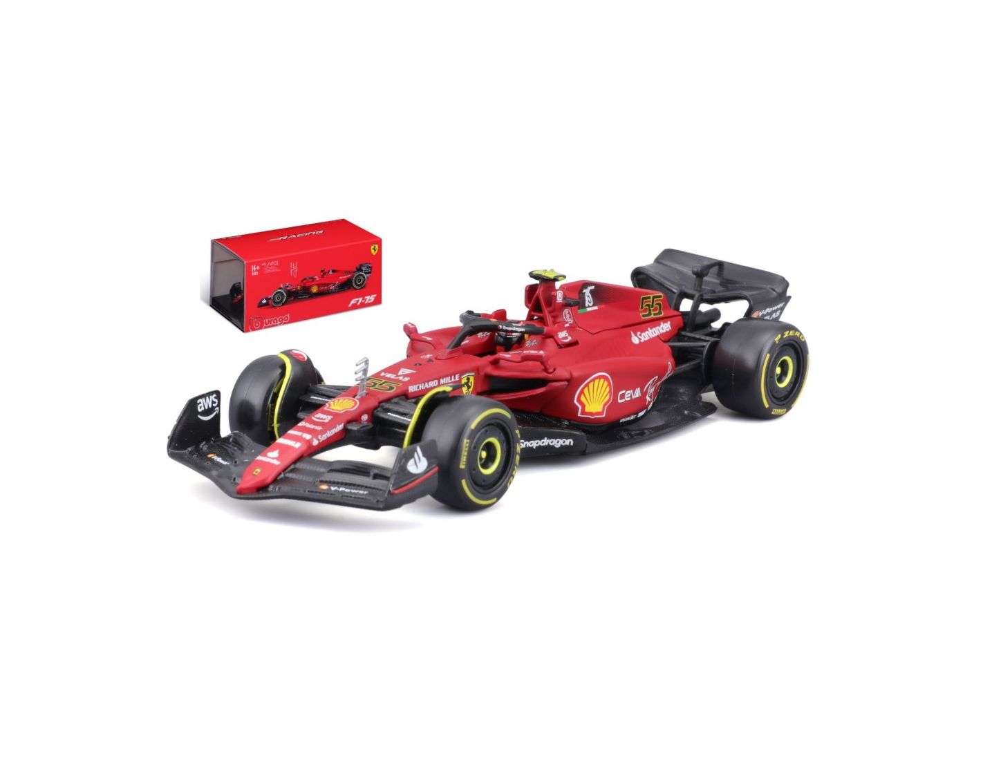 BBURAGO BU36831S FERRARI F1-75 N.55 2022 CARLOS SAINZ SIGNATURE 1:43 ...