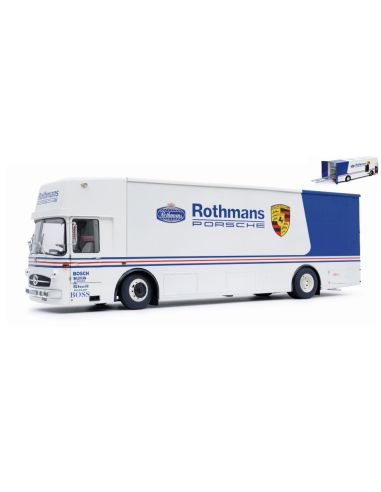 SCHUCO SH450032800 MERCEDES BENZ O317 TRUCK CAR 1984 TRANSPORTER PORSCHE ROTHMANS 1:18 Modellino