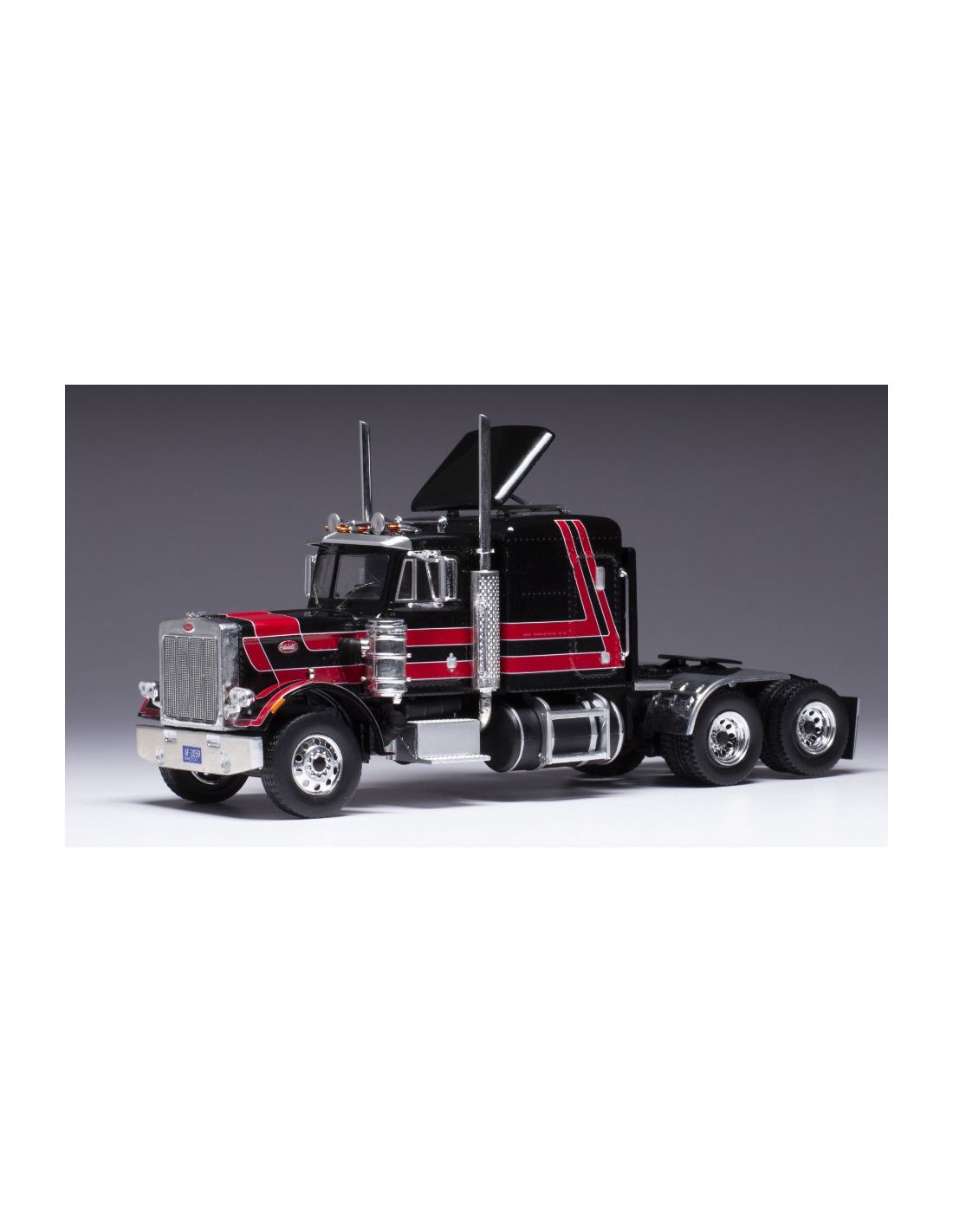 IXO MODEL TR158 PETERBILT 359 BLACK/RED 1973 ROUND LIGHTS 1:43 Modellino