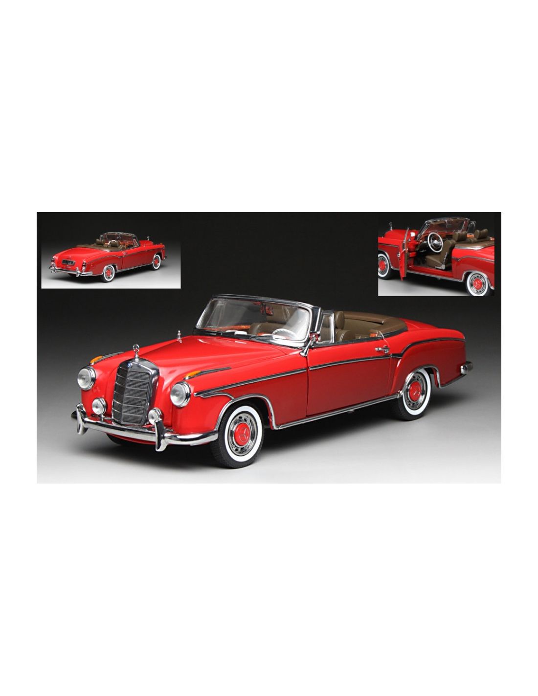 SUNSTAR SS3594 MERCEDES 220 SE CABRIO 1960 RED/DARK RED 1:18 Modellino